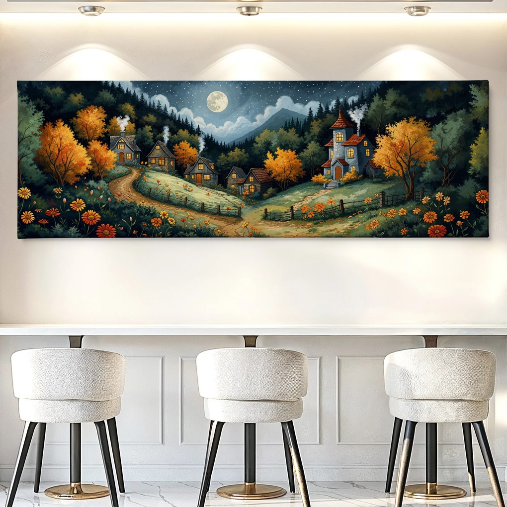 Obraz na plátně - Za hlubokým lesem v Moonhills FeelHappy.cz Velikost obrazu (šířka x výška): 240 x 80 cm
