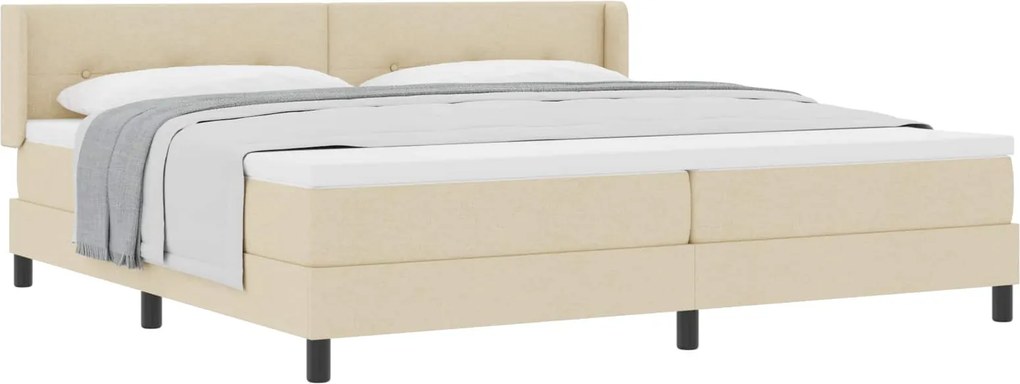 Postel s boxspringem s čelo Krémová 200 x 200 cm textil 3341130