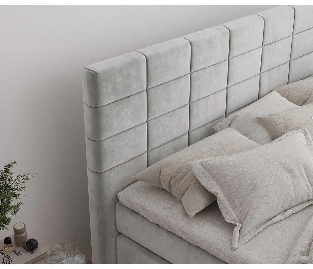 Světle šedá boxspring postel s úložným prostorem 180x200 cm Ava – Maison de Rêve