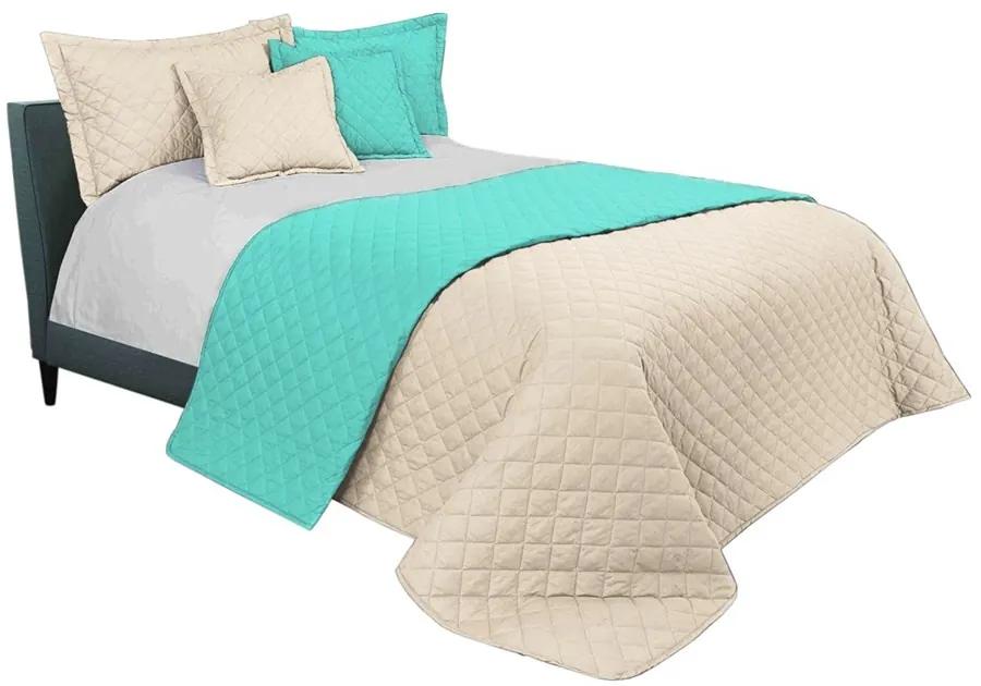 Kvalitní prošívaný přehoz přes postel v béžovo zelené barvě 220 x 240 cm