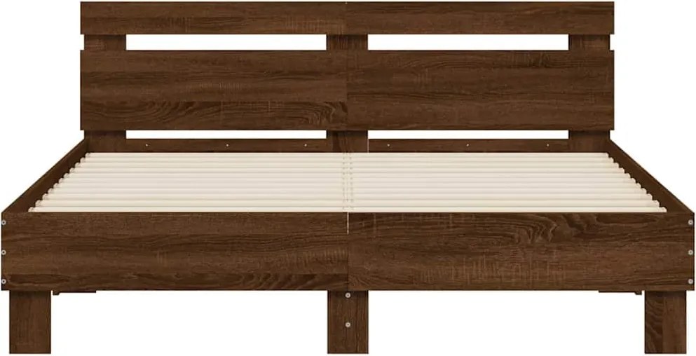 Rám postele s čelem a LED osvětlením hnědý dub 140 x 200 cm 3207552