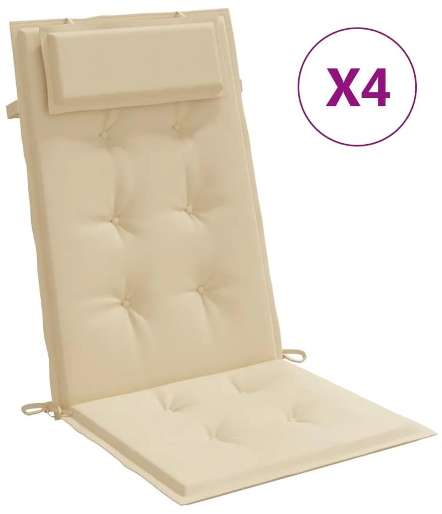 Podušky na židli s vysokým opěradlem 4 ks béžové látka oxford