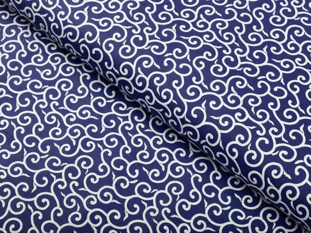 Biante Bavlněný povlak na polštář s lemem Sandra SA-257 Ornamenty na tmavě modrém 35 x 45 cm