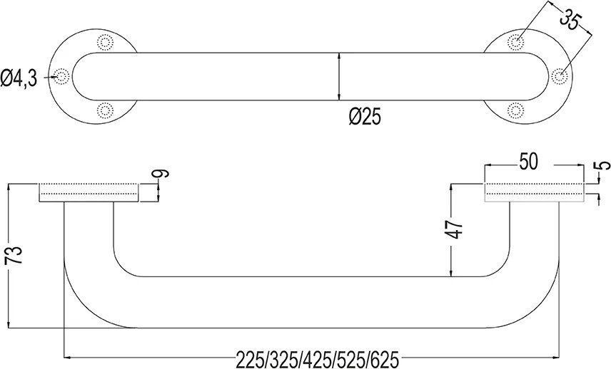 Mereo Mereo, Madlo rovné ø 25 mm, bílé, KD807