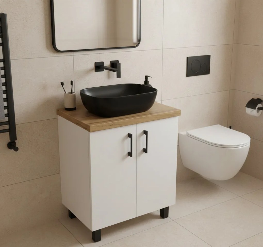 Comodo Koupelnová skříňka pod deskové umyvadlo ROSO W 60-HD - bílá/zlatý dub