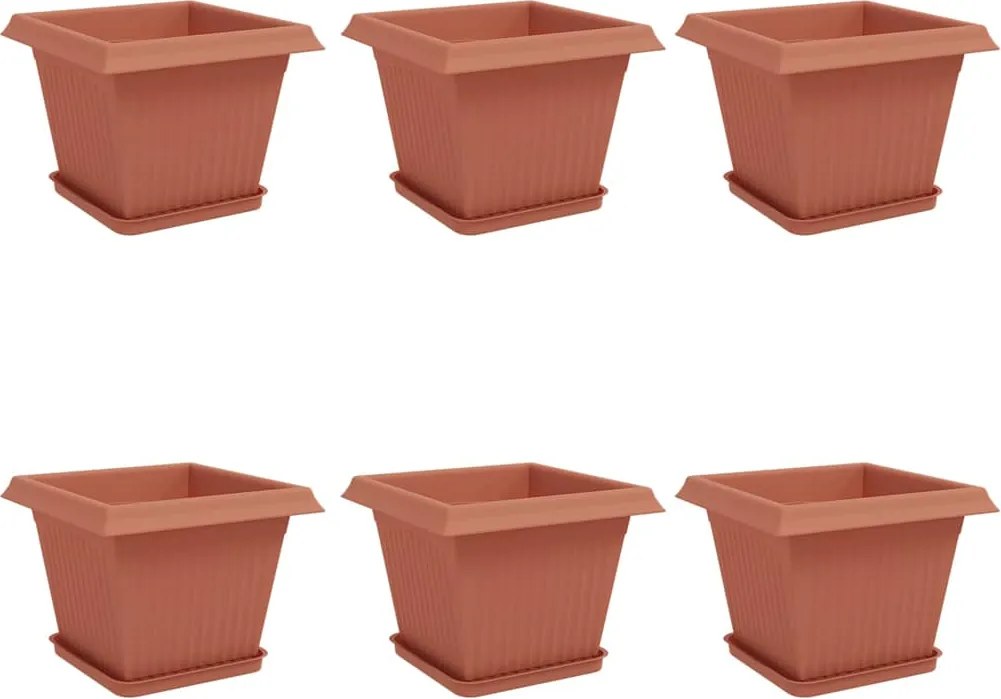 Květináče 6 ks Cihlově červená Plast 3403293
