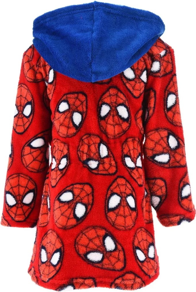 Dětský fleece župan s modrou kapucí Spiderman, EU 98