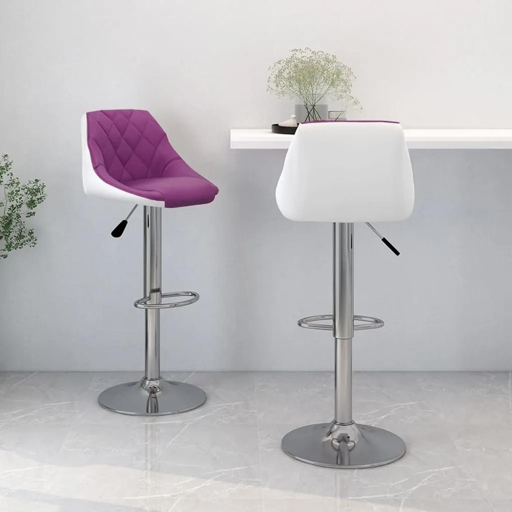 335247 vidaXL Barové židle 2 ks fialovo-bílé umělá kůže