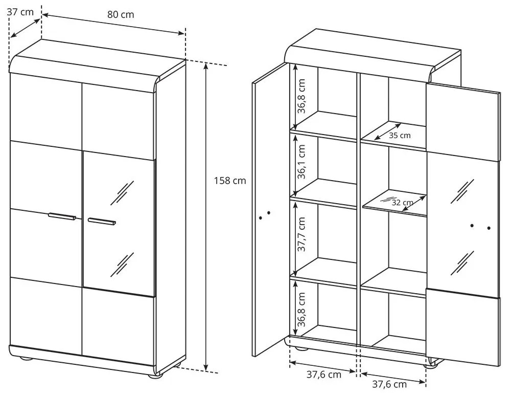 Obývací stěna LINK s | 6 dílů | 298 + 120 + 120x60 cm | sonoma