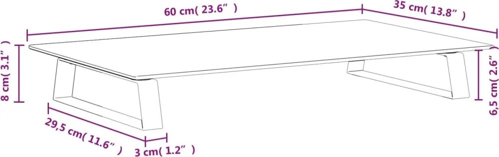 vidaXL Stojan na monitor 60 x 35 x 8 cm tvrzené sklo a kov [374220] Barva: Bílá