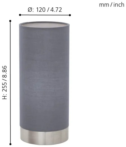 Eglo 95119 - Stmívatelná stolní lampa PASTERI 1xE27/60W/230V