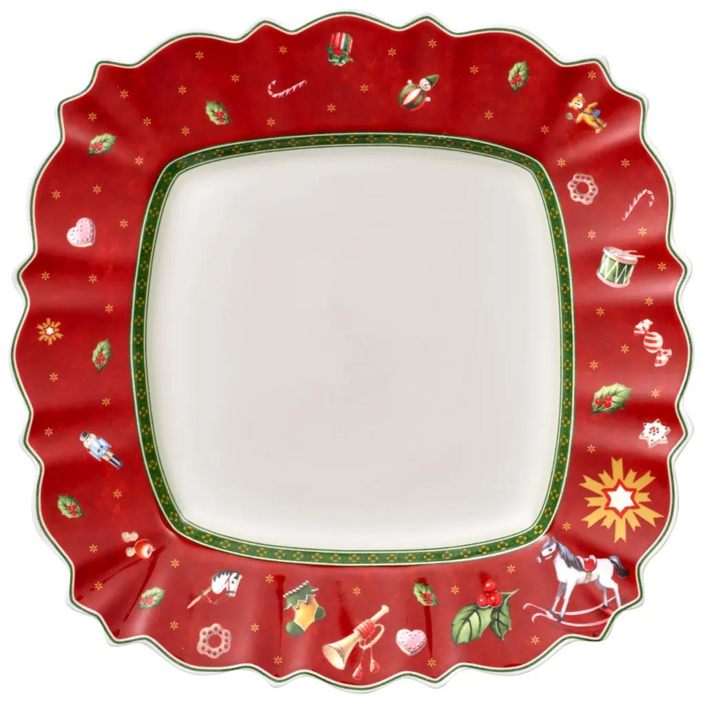 Vánoční mělký talíř TOY'S DELIGHT čtvercový, červený