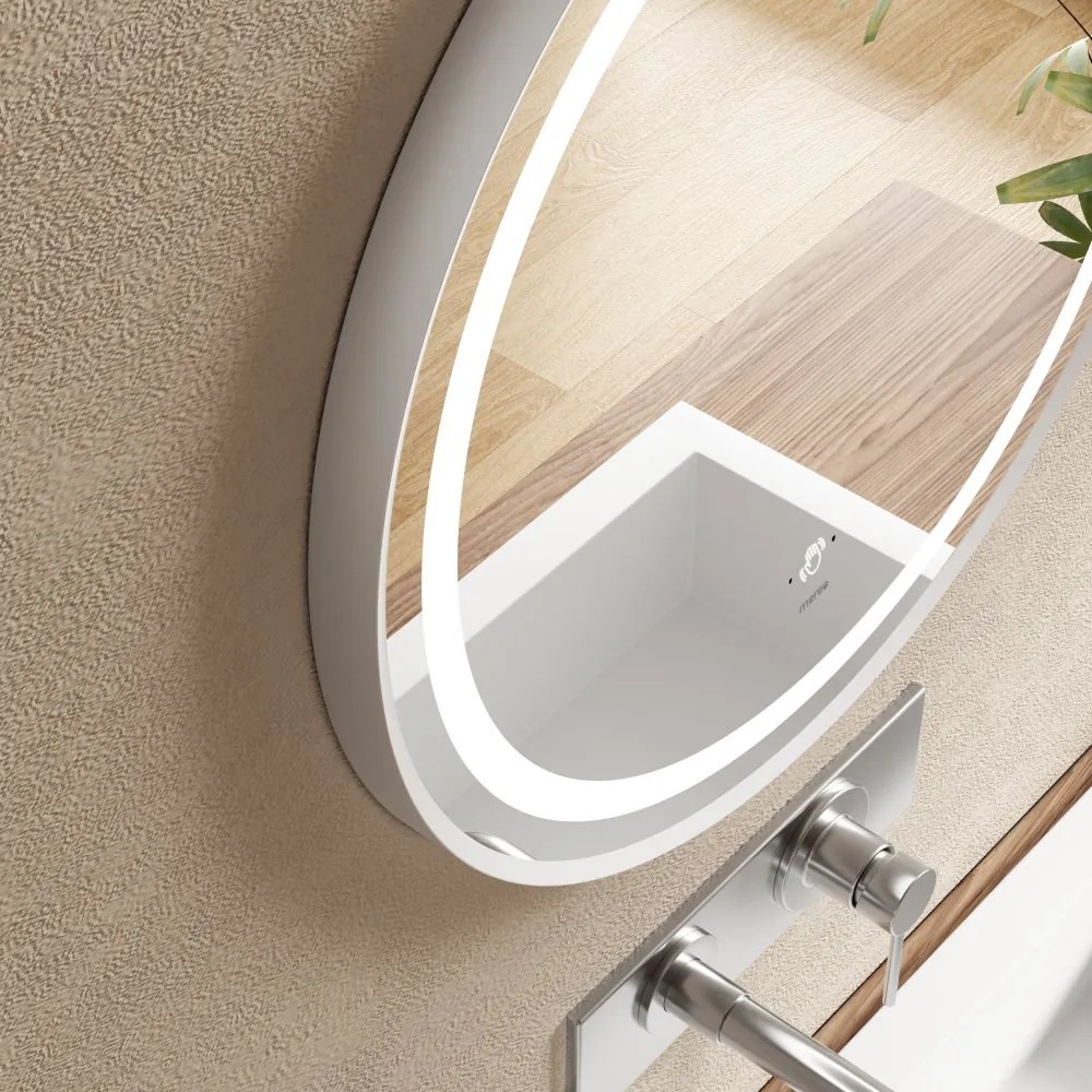 Mereo, Mereo Zrcadlo kulaté pr. 600 mm, LED osvětlení, pískované mezikruží, MER-CN167S