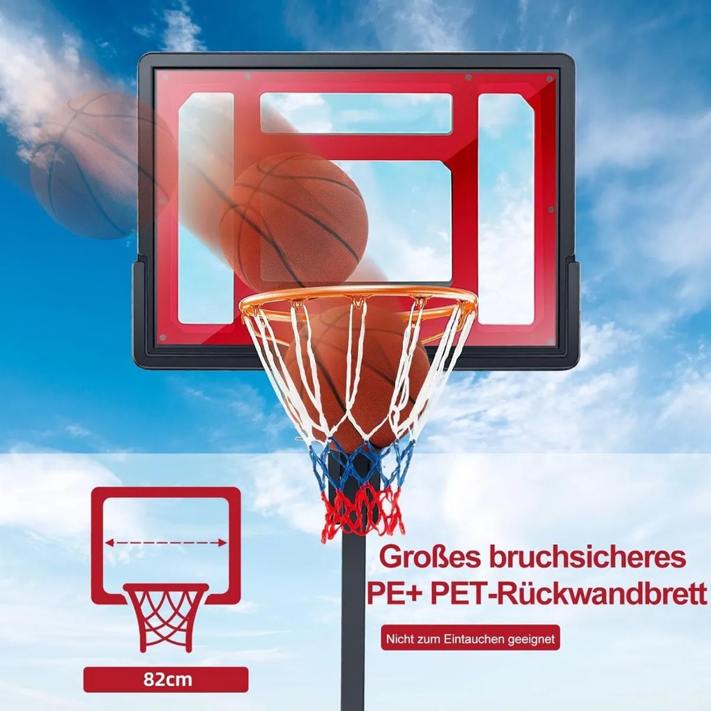 Costway Výškově nastavitelný basketbalový stojan basketbalový koš s kolečky
