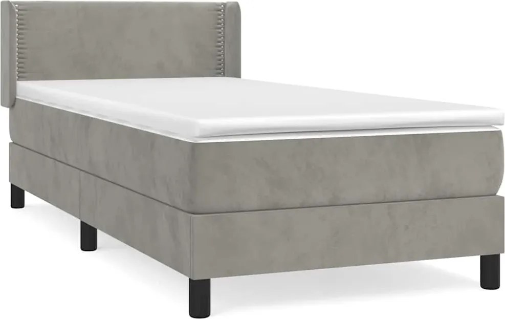 Box spring postel s matrací světle šedá 100x200 cm samet 3130883