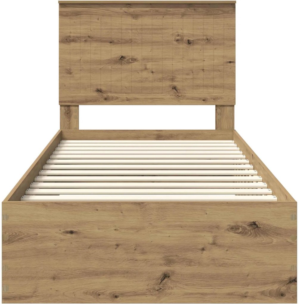 Rám postele s čelo Artisanový dub 90 x 190 cm Kompozitní dřevo 3411367