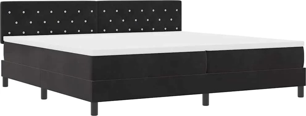 Postel s boxspringem s matrací s čelo Černá 200 x 200 cm samet 3339130