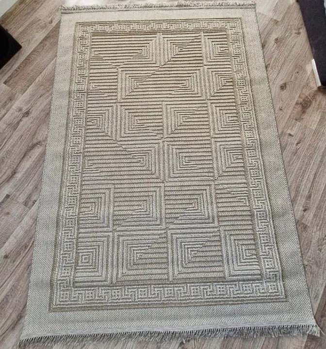 HU Moderní béžový koberec Boho 874-B s kostkovaným vzorem Rozměr: 60x100 cm