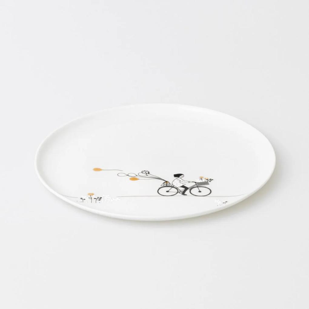 räder Porcelánový talíř Ride a Bike, bílá barva, porcelán