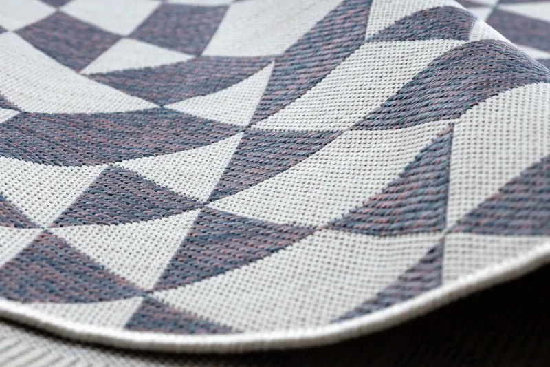 Dywany Łuszczów, Kusový koberec Sion Sisal Triangles 22373 ecru/blue-pink – na ven i na doma, 140x190, vícebarevná, chodba / předsíň