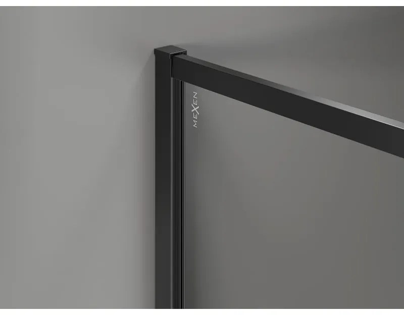 Mexen Kioto-F, sprchová zástěna s rámem 125 x 202 cm, 8 mm čiré sklo, černý profil, 800-125-104-70-00