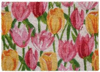 Koberce Breno Rohožka tulipány, Růžová, Vícebarevné