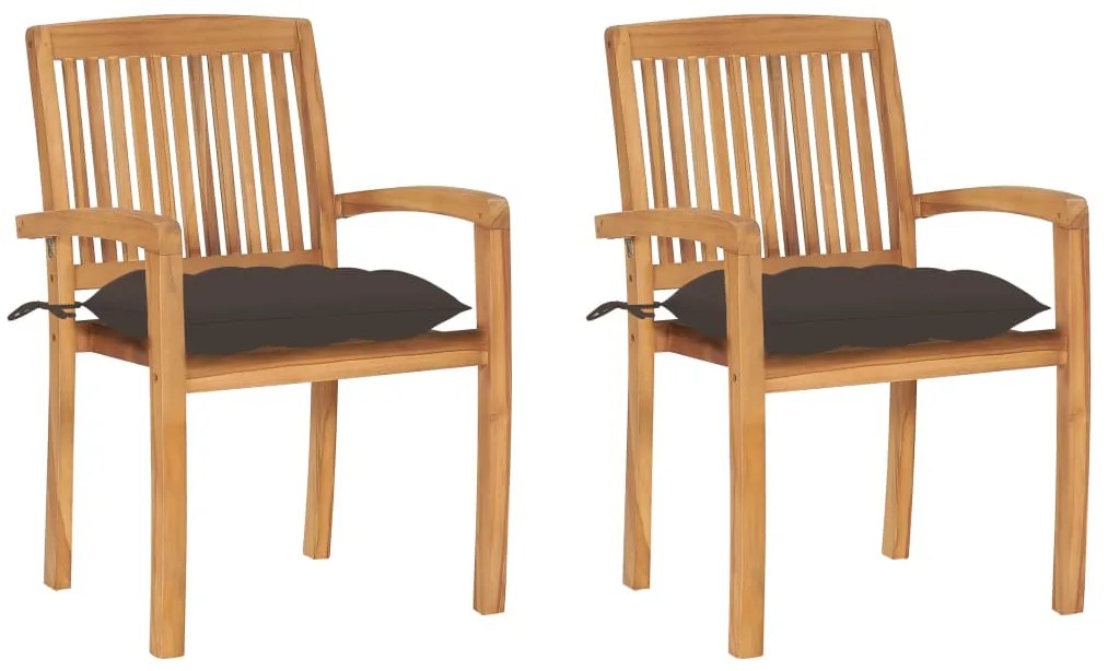 Zahradní židle 2 ks taupe podušky masivní teak 3063275