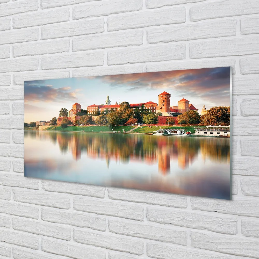 akrylový obraz Krakow hrad řeka 100x50 cm