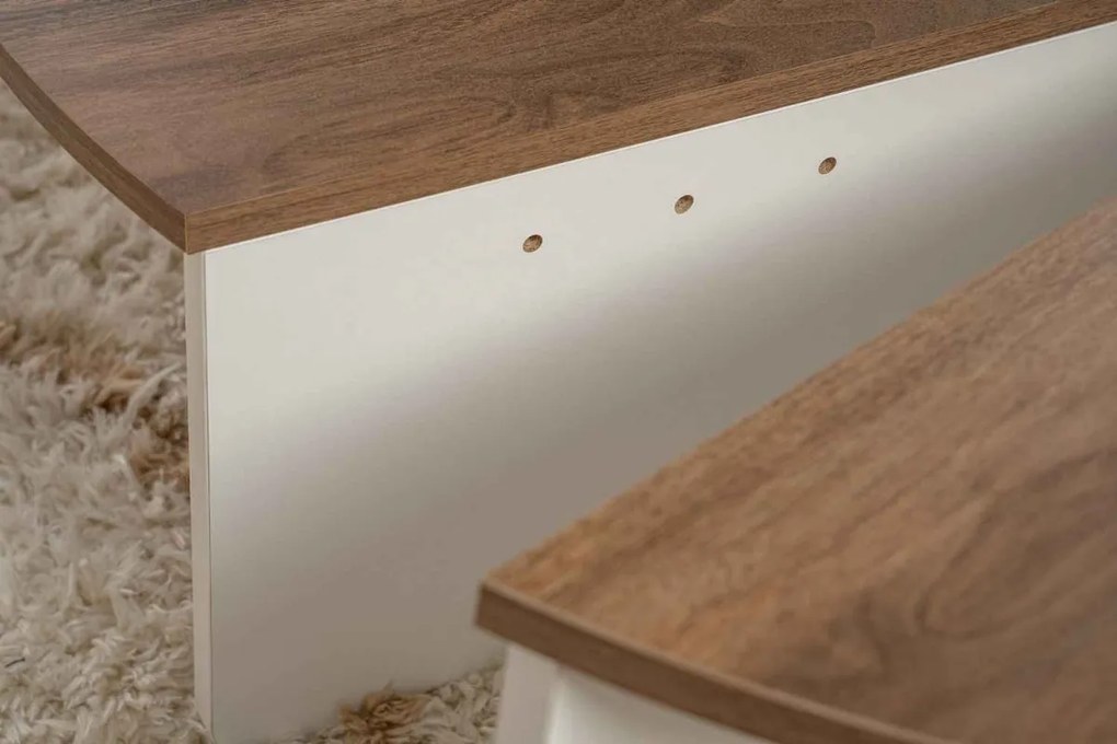 Designový konferenční stolek Baltenis 90 cm vzor ořech / bílý