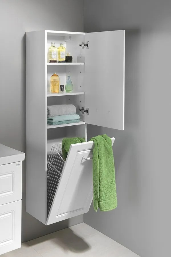 Aqualine, FAVOLO skříňka vysoká s košem 40x150x31 cm, bílá mat, FV160