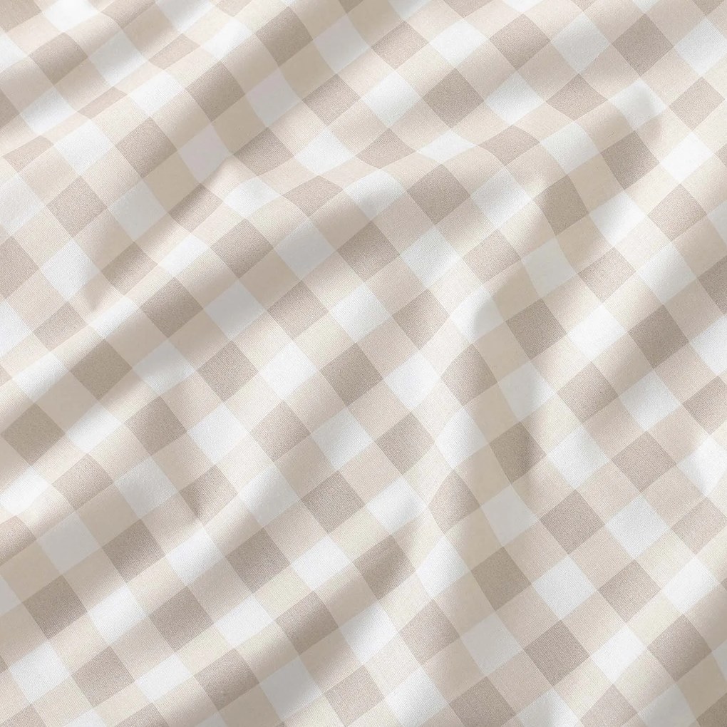 Goldea bavlněné napínací prostěradlo - latte kostičky 180 x 200 cm