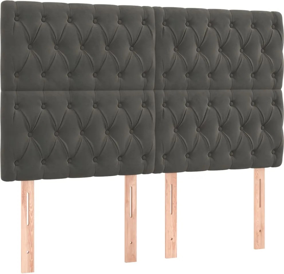 Box spring postel s matrací a LED tmavě šedá 140x200 cm samet 3136306