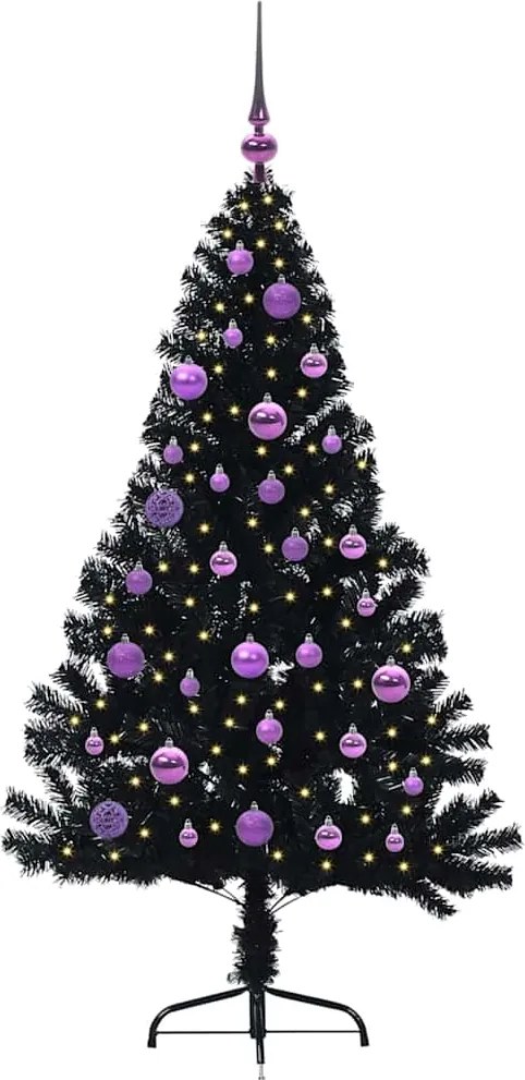 Umělý osvětlený vánoční stromeček Černá 150 cm PVC 3397134