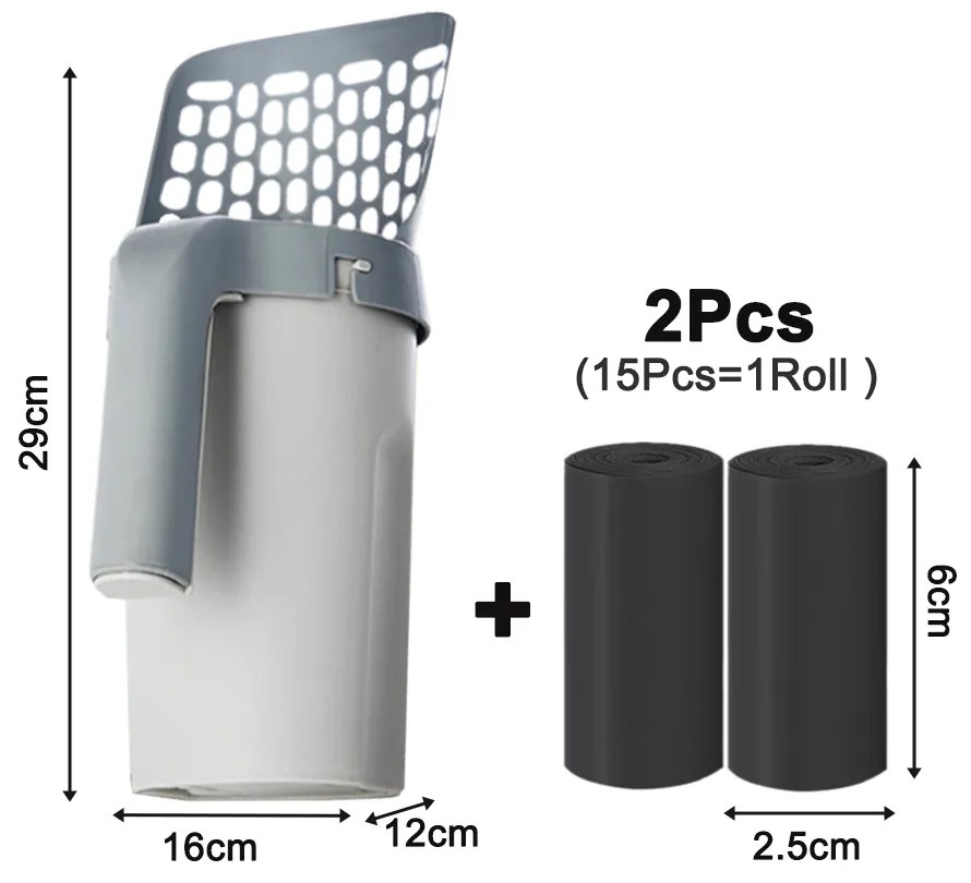 Nádobka na kočičí exkrementy spojená s lopatkou - údržba kočičí toalety Druh: With 2 rolls of garb