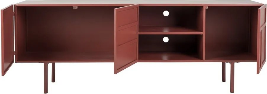 Červený kovový TV stolek 160x58x36 cm Davis – White Label