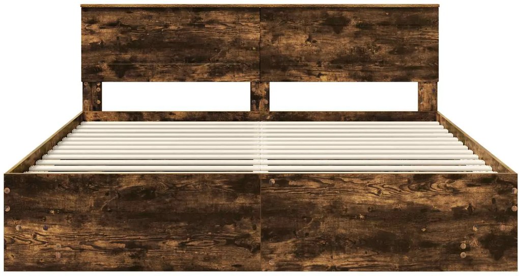 Rám postele s čelo Kouřový dub 200 x 200 cm Kompozitní dřevo 3408820