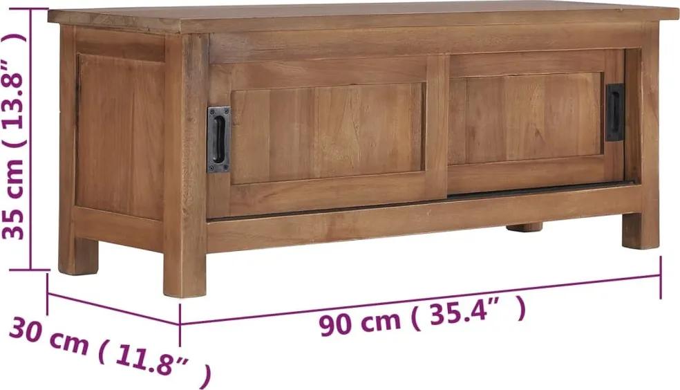 vidaXL TV stolek 90 x 30 x 35 cm masivní teakové dřevo [286275]