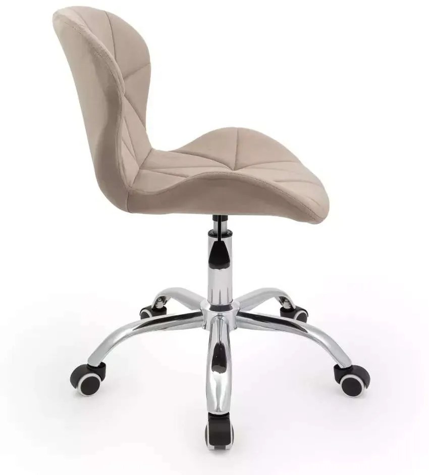 LuxuryForm DESIGN Otočná židle LIVIO VELUR na stříbrné podstavě s kolečky - latte