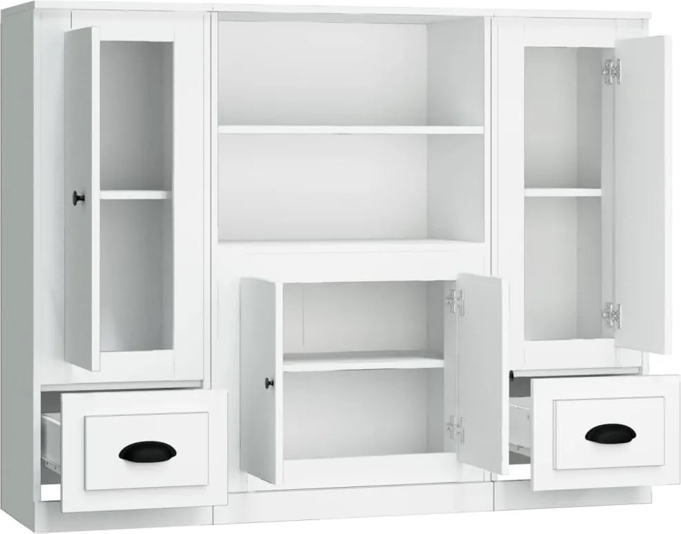 Příborníky 3 ks bílé kompozitní dřevo 3185311