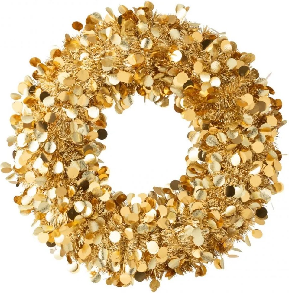 Zlatý lesklý vánoční věnec Sparkling L – 60*60*6 cm