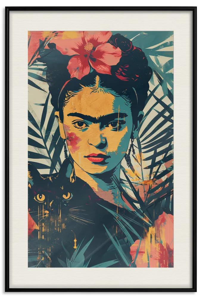 Plakát Tropical Frida - A Portrait of the Painter Holding a Black Cat