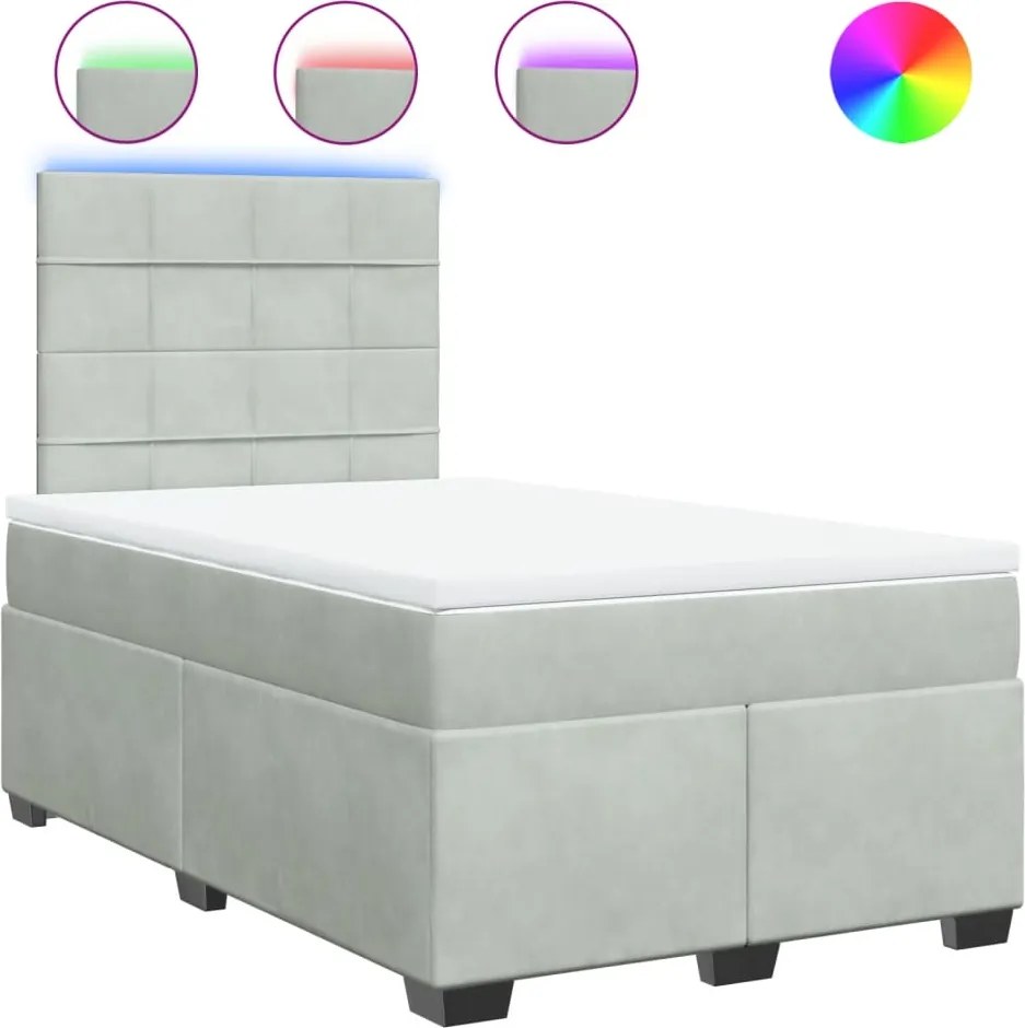 Box spring postel s matrací světle šedá 120 x 200 cm samet 3293182