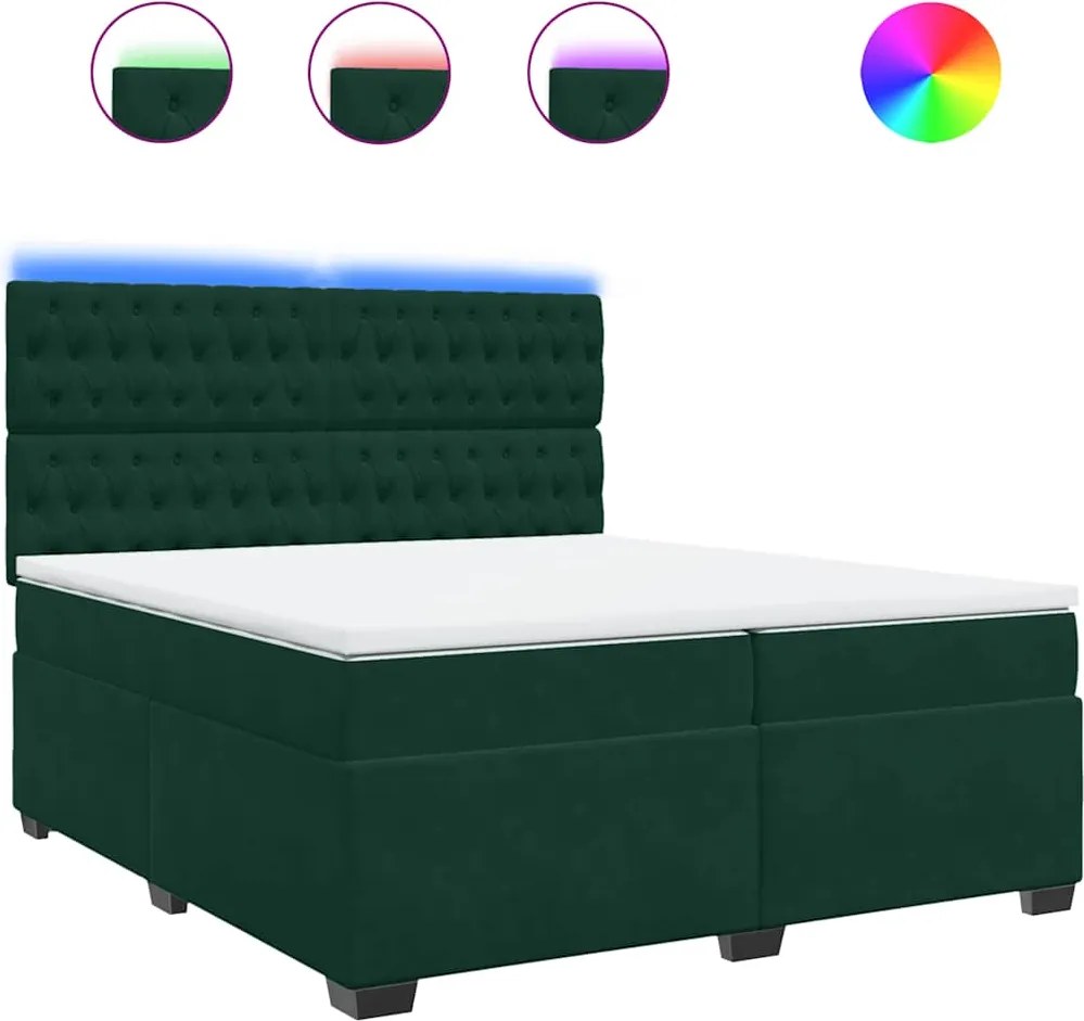 Box spring postel s matrací tmavě zelená 200x200 cm samet 3293311
