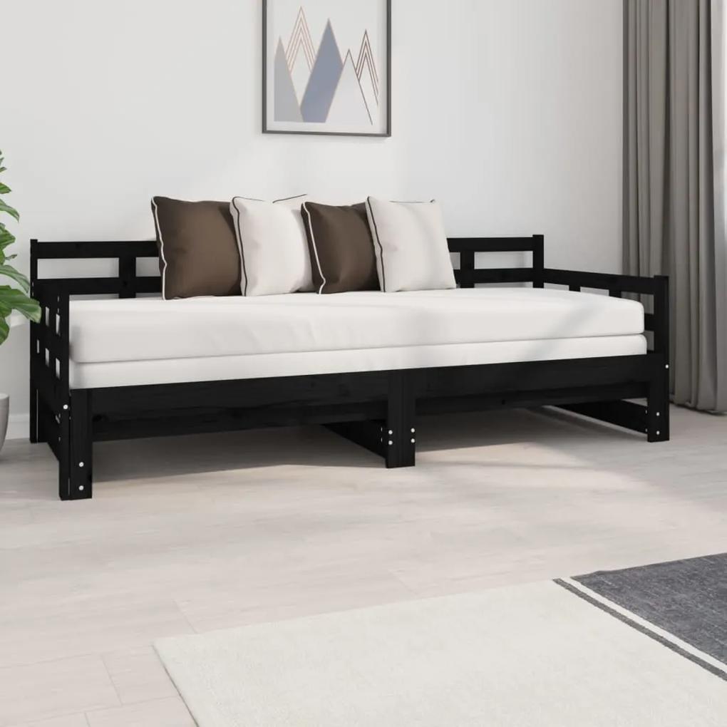 Výsuvná postel černá masivní borovice 2x (80 x 200) cm,  820381