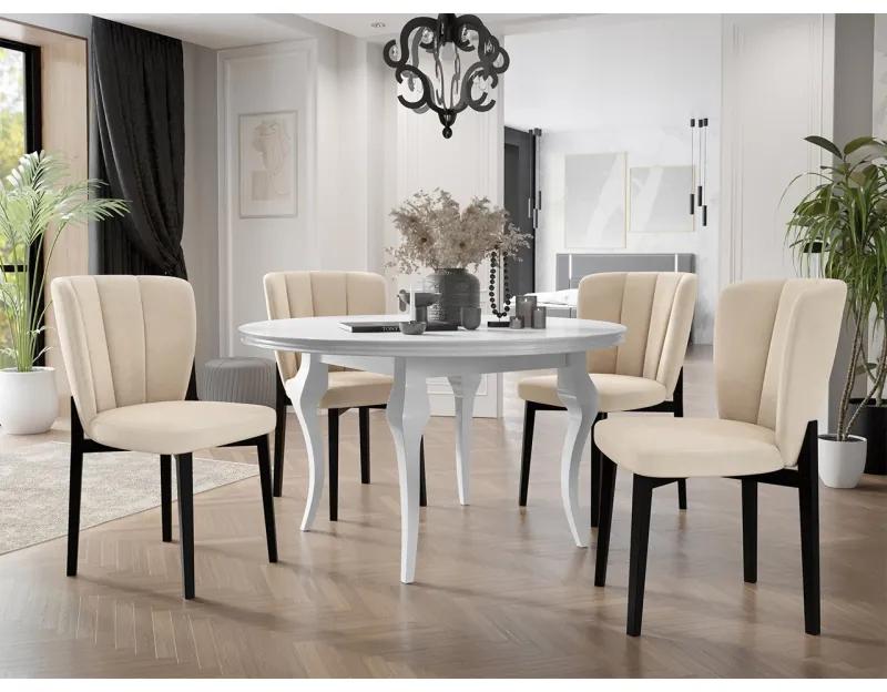Skládací stůl Julia FI 120 se 4 židlemi ST106 08, Barva křesla: černá, Barva stolu: bíly lesk, Potah: Baloo 2085