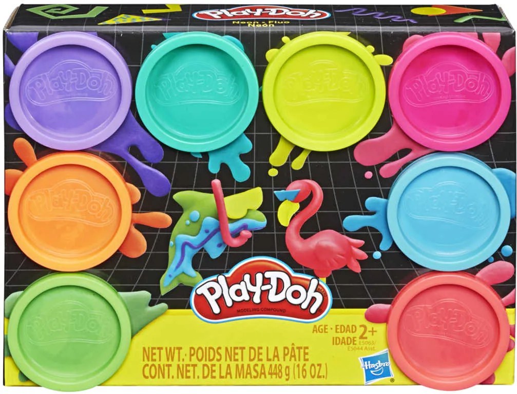 HASBRO PLAY-DOH Modelína neonová set 8ks kelímků 448g 14e5063