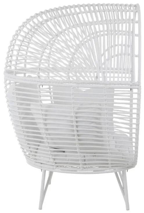 Bílé ratanové zahradní křeslo Lounge White Oval - 117*110*151 cm