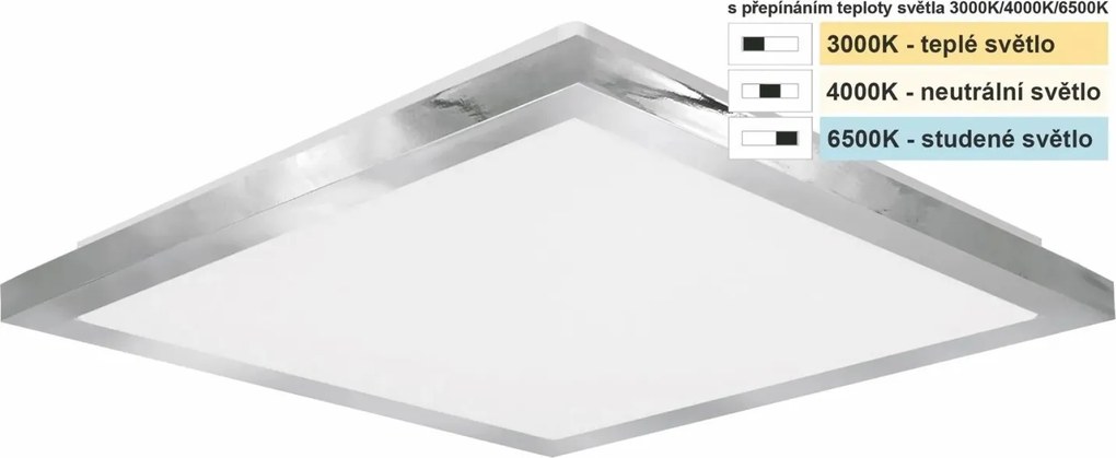 Top Light Koupelnové stropní LED svítidlo Silver HS CCT 10W IP44 1000lm 28x28cm