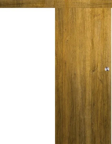 posuvné interiérové dveře na stěnu vasco doors LEON plné Průchozí rozměr: 70 x 197 cm, Orientace dveří: Levé dveře, Dekor: Ořech columbia