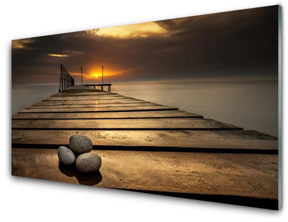 Plexisklo-obraz Moře Molo Západ Slunce 140x70 cm